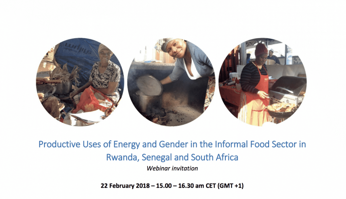 22 Feb. - Webinar: Productive Uses of Energy and Gender in the Informal ...
